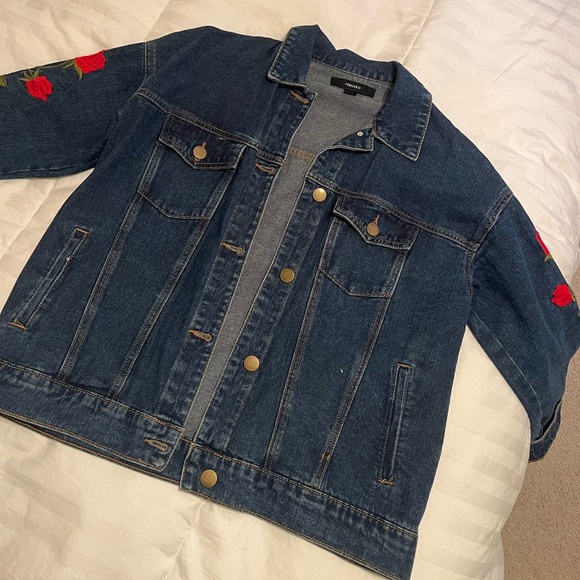 Forever 21 | Jackets & Coats | Embroidered Floral Jean Jacket | Poshmark
